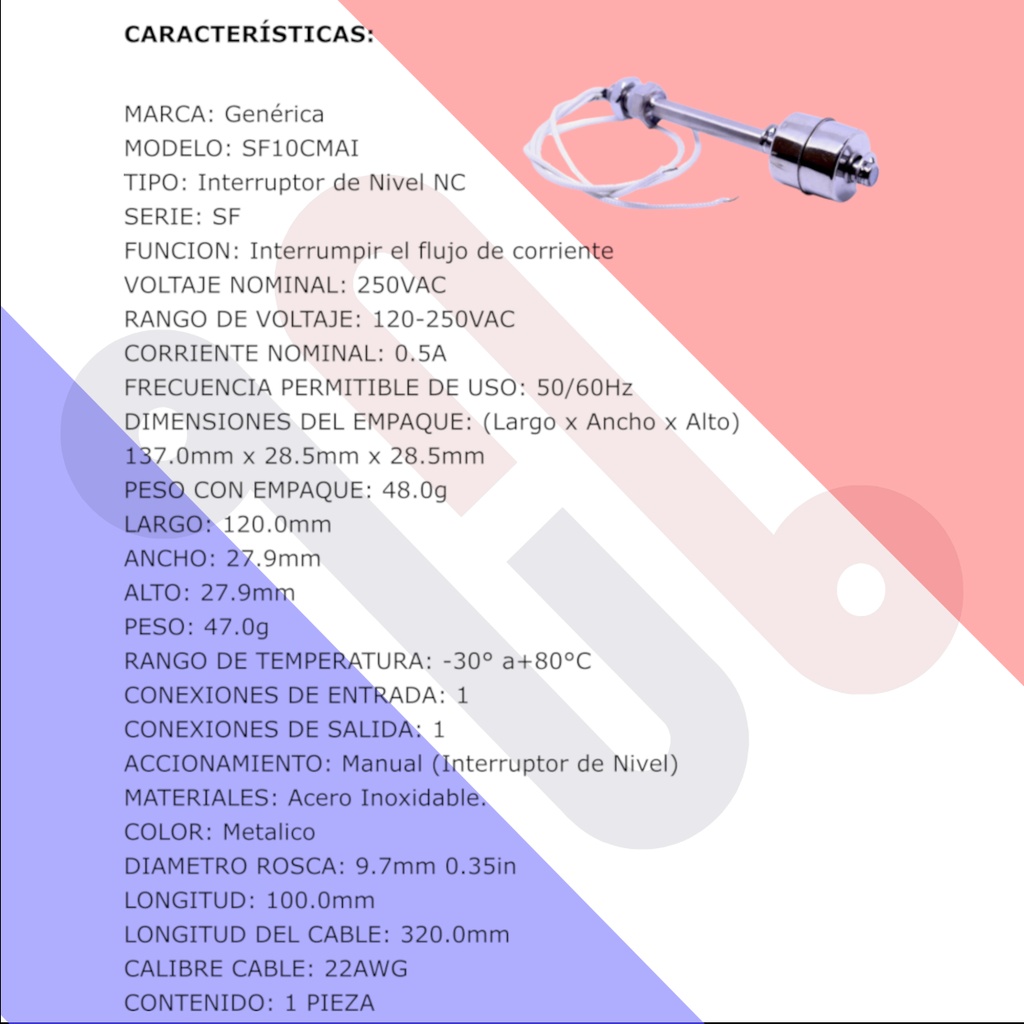 Sensor Flotador SF10CMAI Switch Metalico 10cm Controlador De Nivel De Agua Acero Inoxidable ...